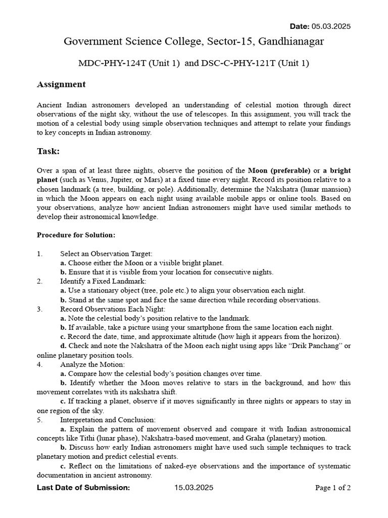 Semester 2 Astronomy Assignment (Major and Multi) | PDF | Astronomy | Moon