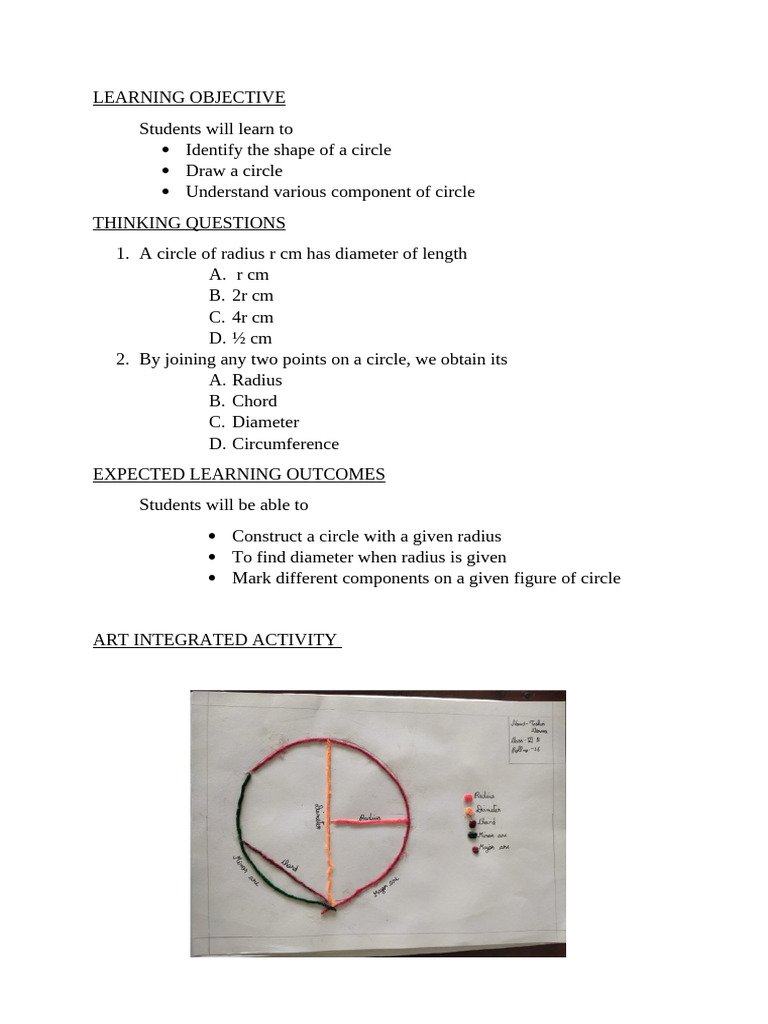 Low Cost Visual Too Activity (Class6 - Circles) | PDF