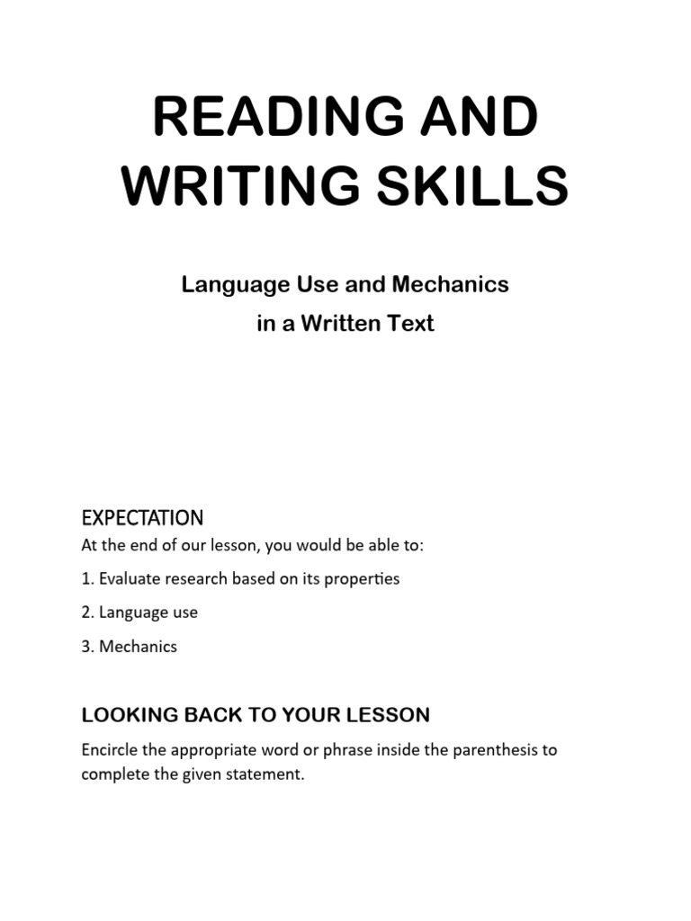 Language Use and Mechanics in A Written Text | PDF | Proofreading | Acronym
