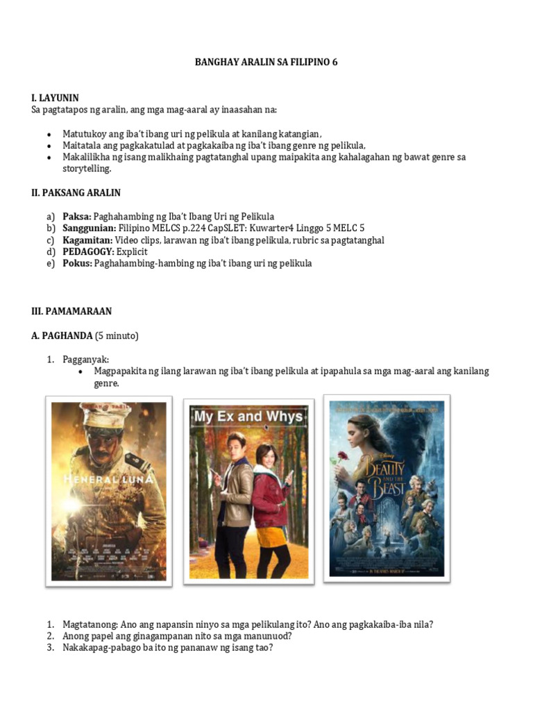 Banghay Aralin Sa Filipino 6 | PDF