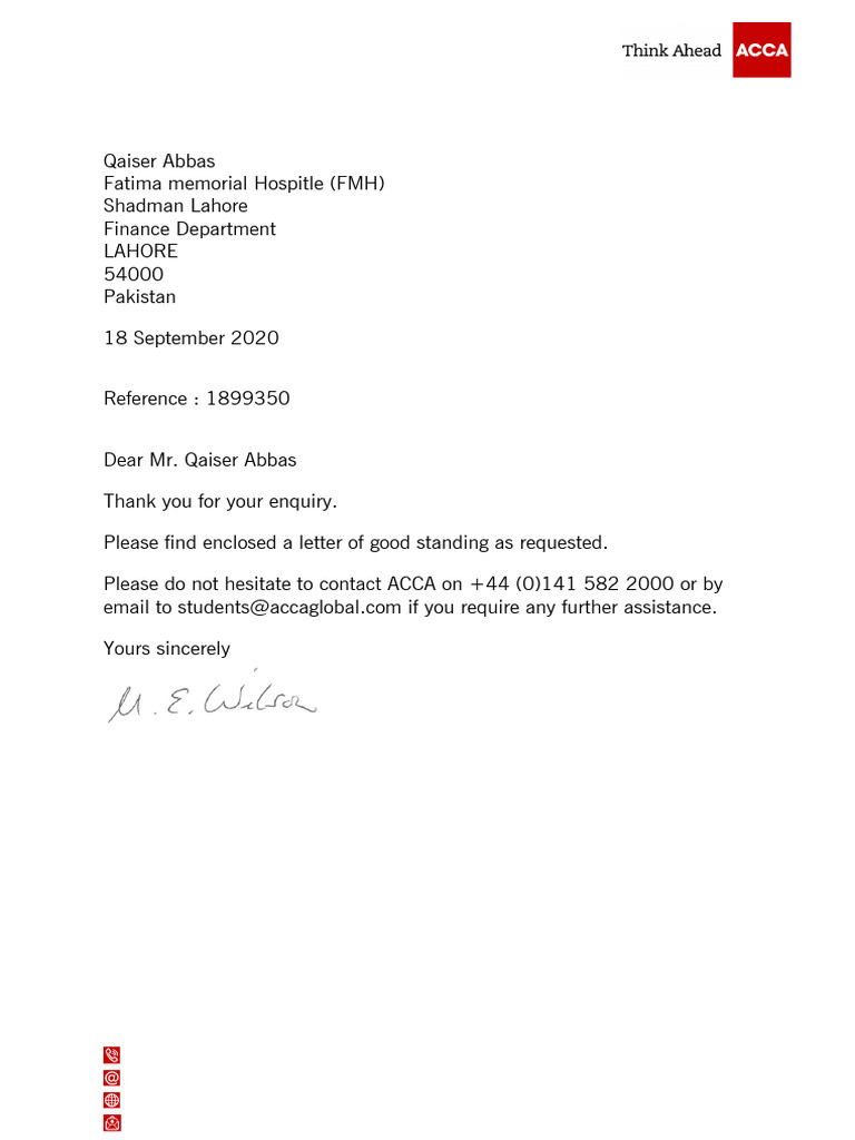 ACCA-Letter of Good Standing | PDF