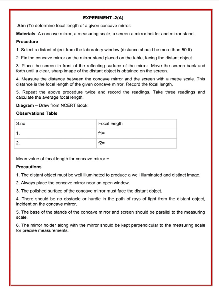 10th Physics Practical File | PDF