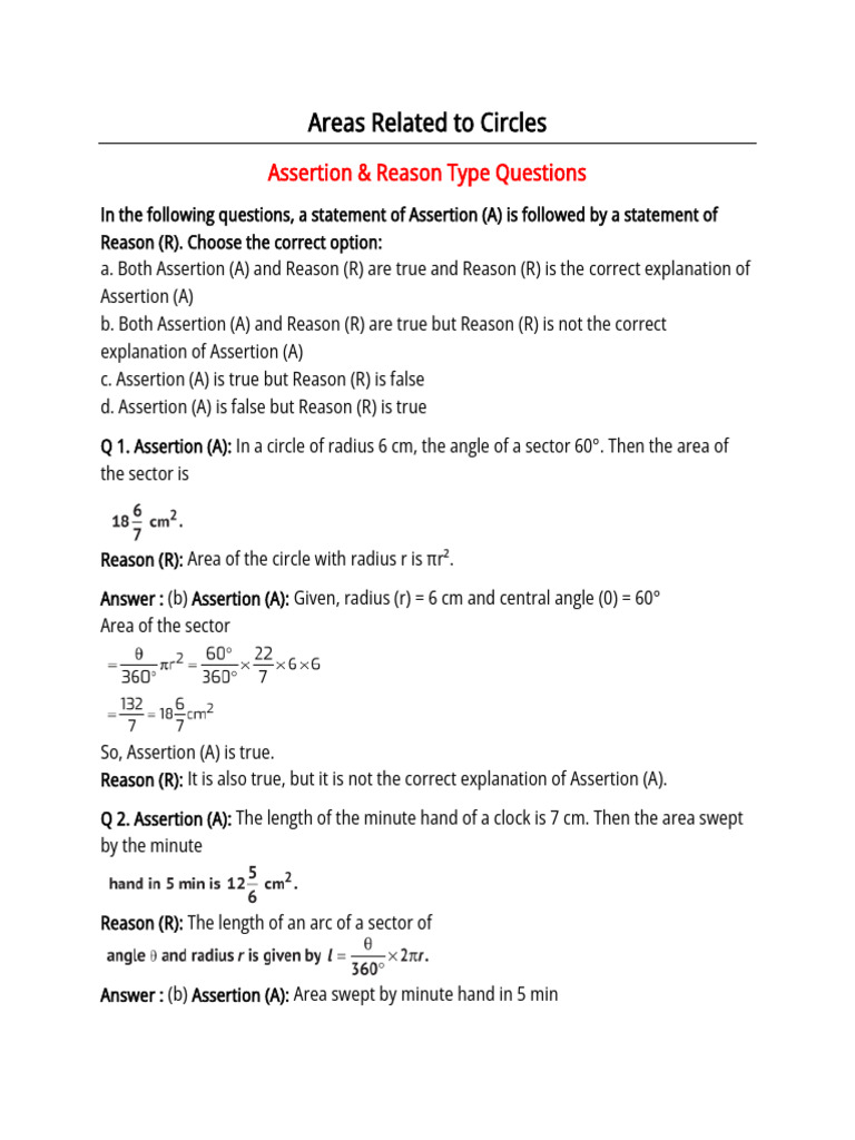 Area Related Circle CL 10 | PDF | Circle | Area