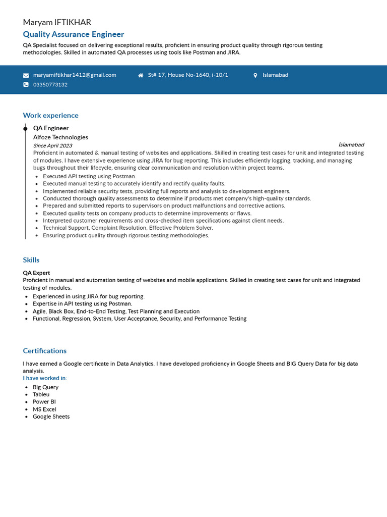 Cv Sqa Engineer Pdf Quality Assurance Software Bug 8192