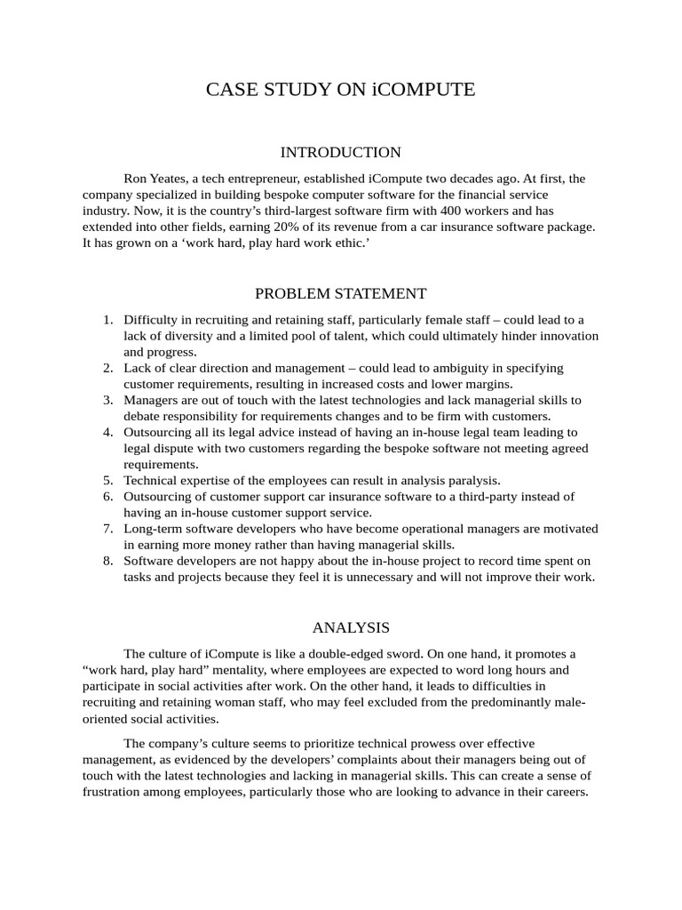 Case Study - Icompute | PDF | Outsourcing | Leadership