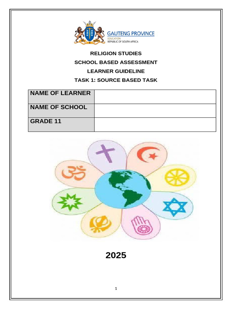 1. 2025 Grade 11 RS Source -Based task Task LG | PDF | Religious ...