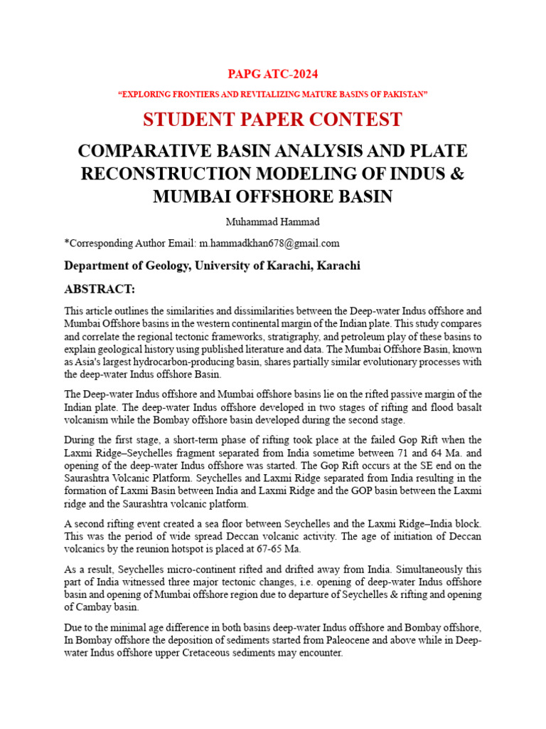 Indus vs Mumbai Offshore Basin Analysis | PDF | Sedimentary Basin ...