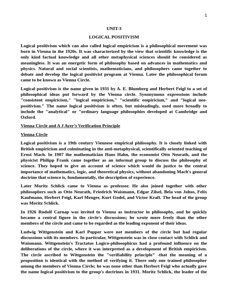 Logical Positivism | PDF | Idealism | Analytic Philosophy