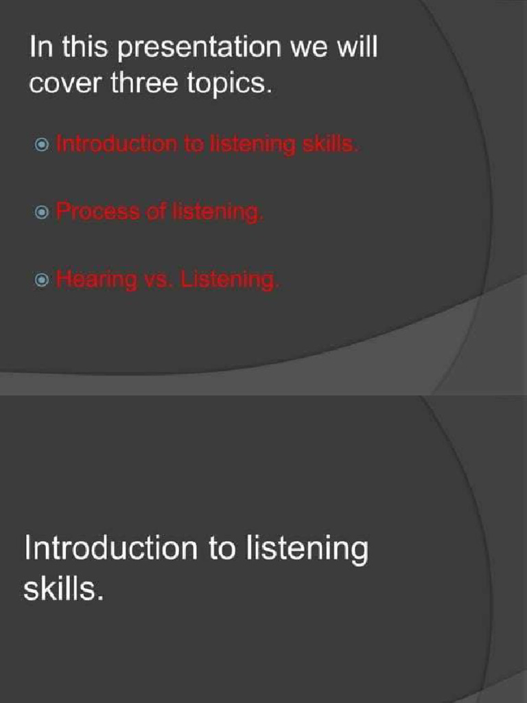 Intro To Listening Skills | PDF
