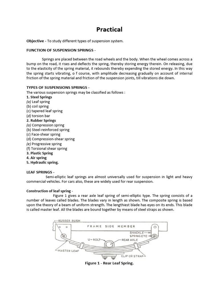 Practical 8 Suspension Systems | PDF | Mechanical Engineering | Vehicle ...
