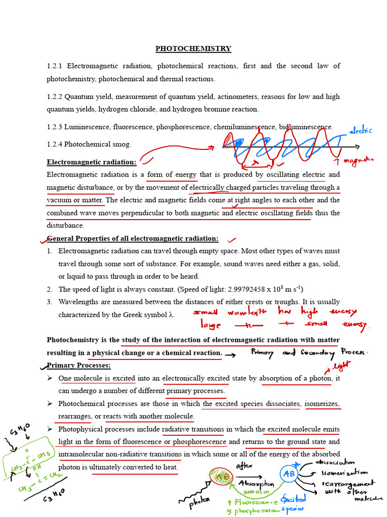 Photochemistry: Key Concepts and Reactions | PDF | Photochemistry ...