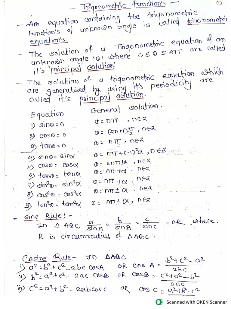 Trigonometric function mht cet notes | PDF