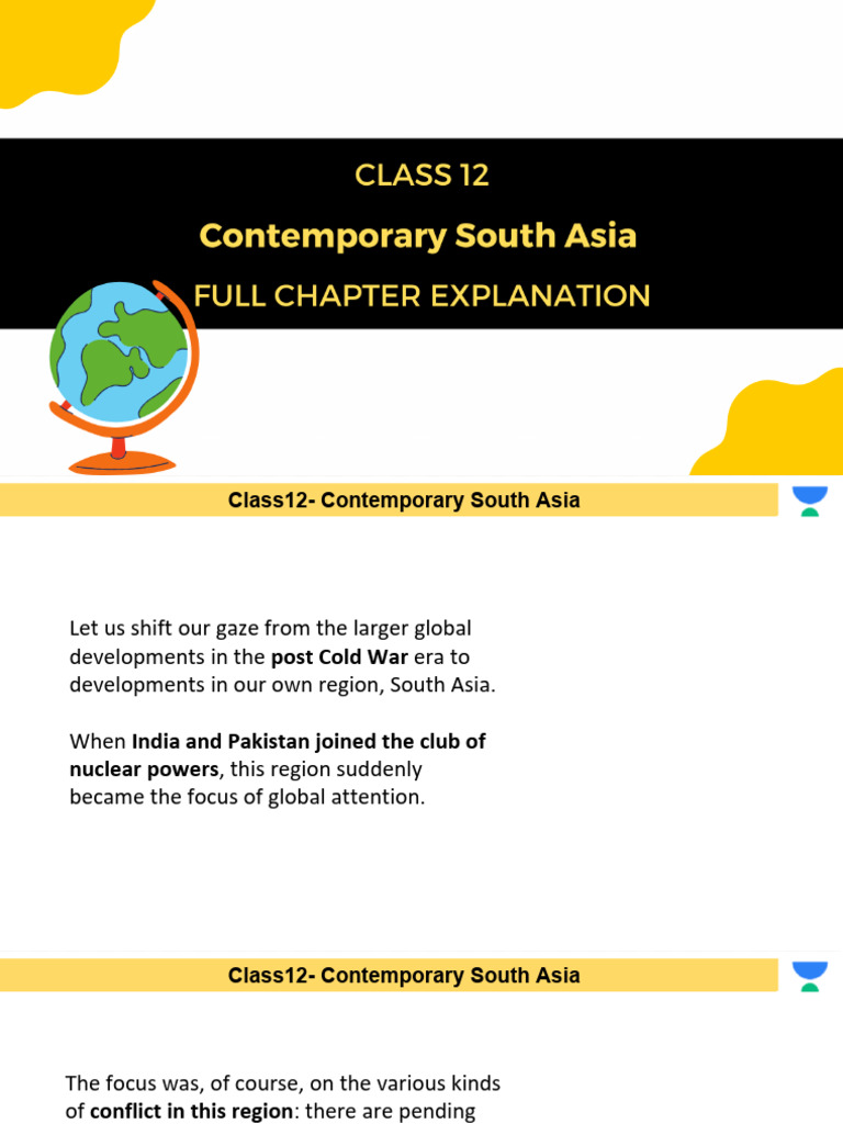 Class 12 Notes on Contemporary South Asia | PDF | South Asia | Pakistan