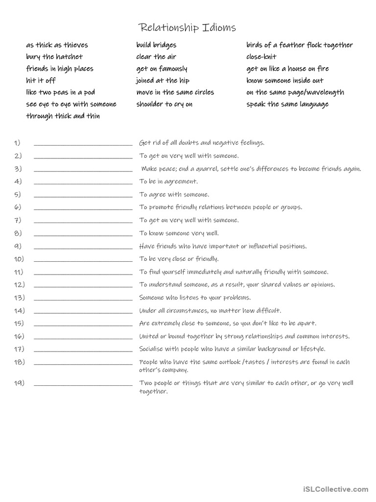 Relationship Idioms B1+-C1 2 | PDF