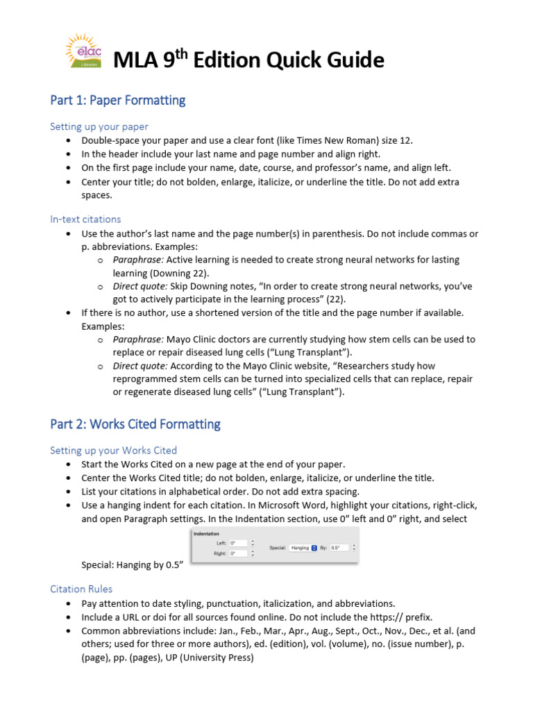 MLA_9_Guide_-_2024_Updates (2) | PDF | Citation