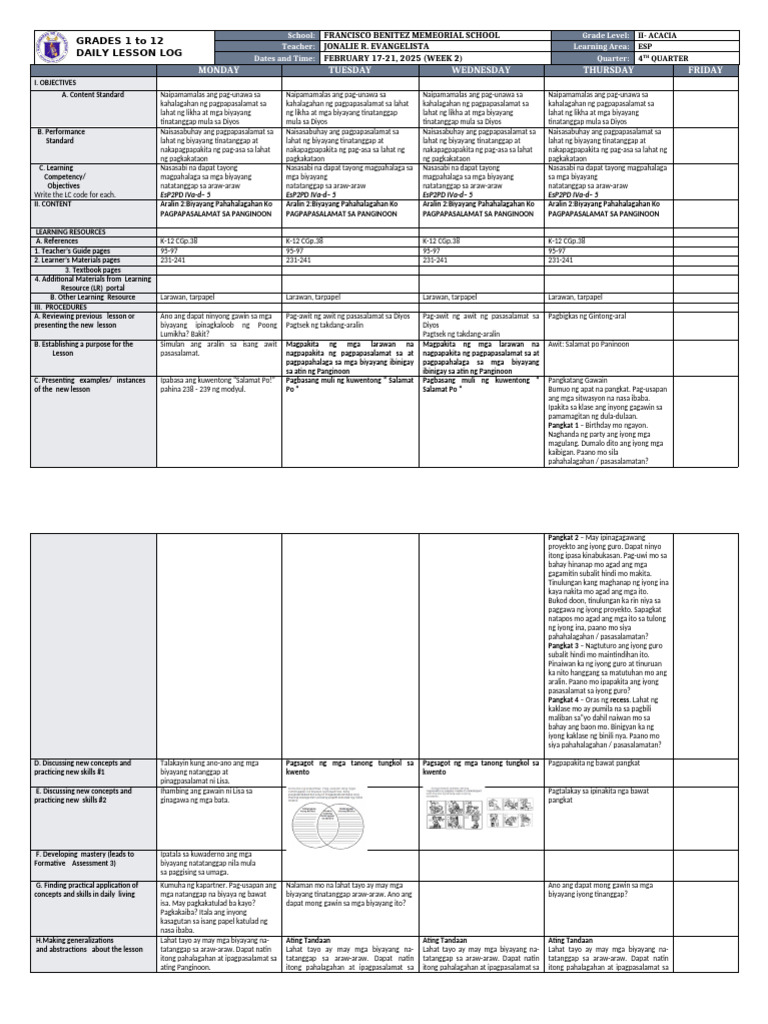 DLL - Esp 2 - Q4 - W2 | PDF