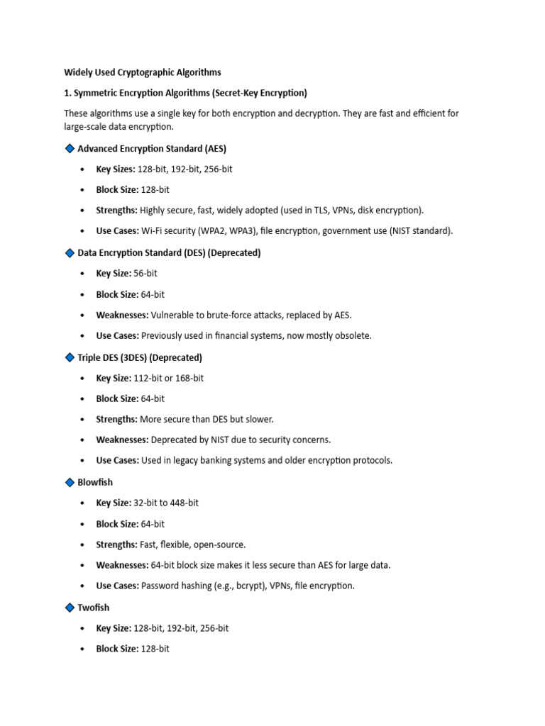 Cryptographic Algorithms Overview | PDF | Key (Cryptography) | Encryption