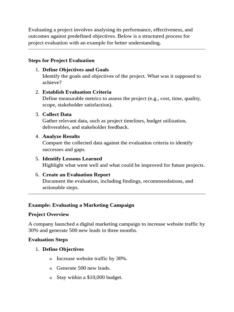 Evaluation of Project | PDF