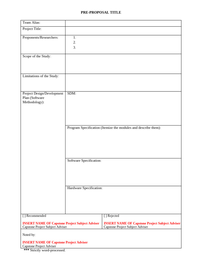 d2 20 - 20pre 20proposal 20title 20template | PDF