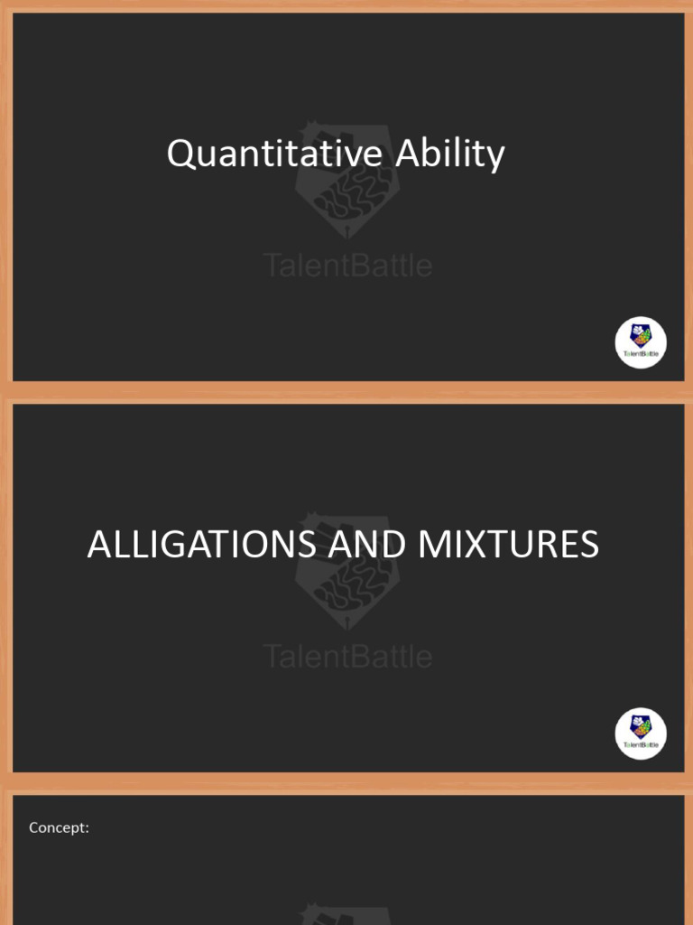 Alligations and Mixtures | PDF | Ratio | Milk