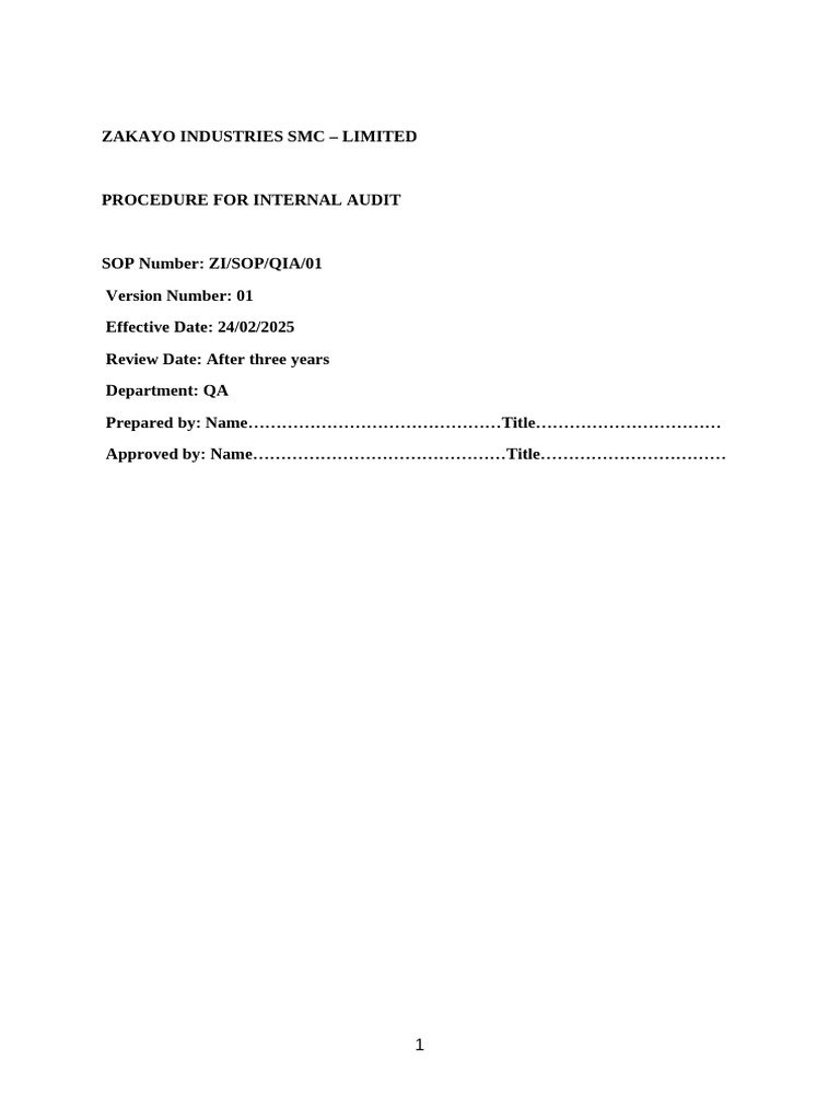 Internal Audit Procedure | PDF | Audit | Internal Audit