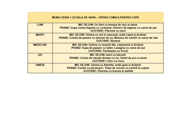 Meniu Seria 1 SDV 2024 | PDF
