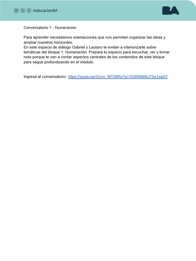 10. Conversatorio 1 - Numeración | PDF