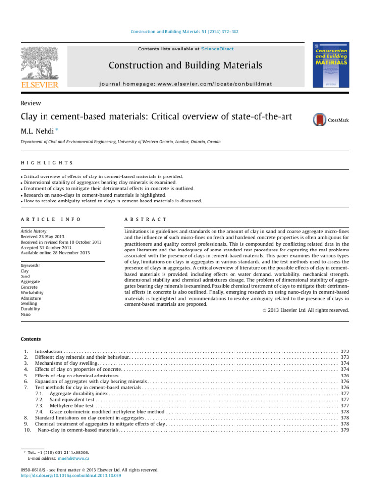 Effects of Clay in Cement Materials | PDF | Concrete | Clay