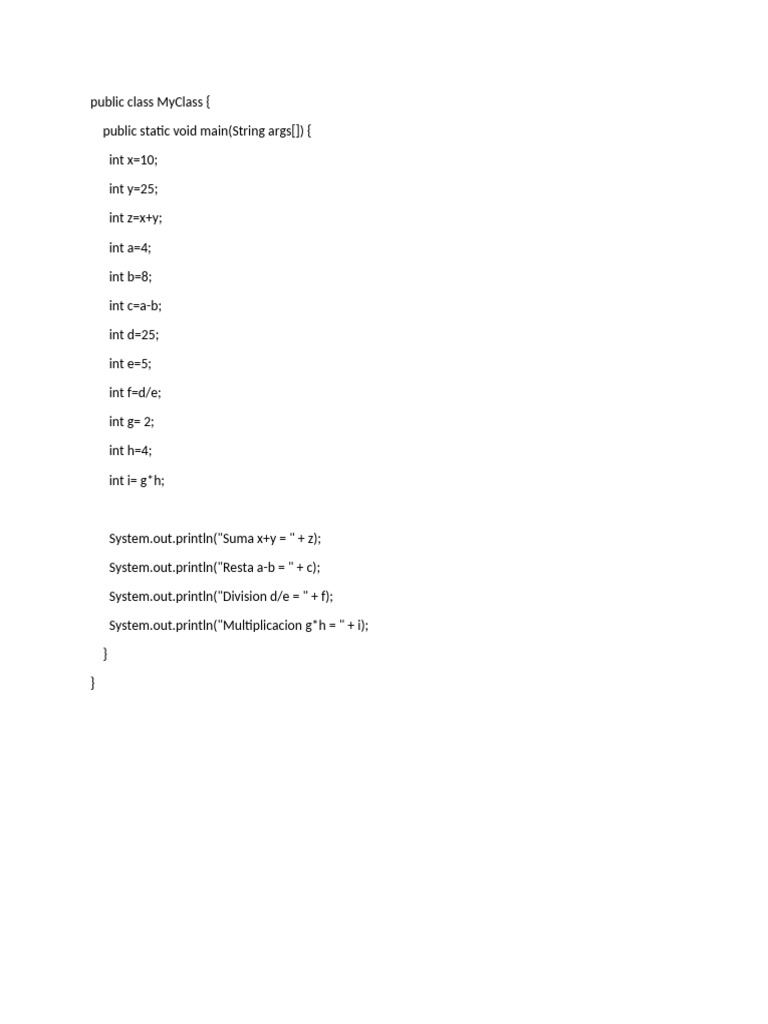 Java Basic Arithmetic Operations | PDF