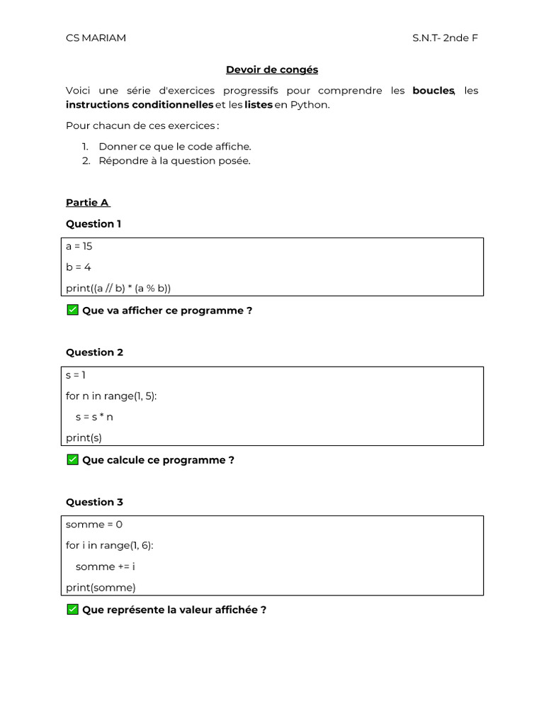 Mariam - Serie d' Exercices 8 | PDF