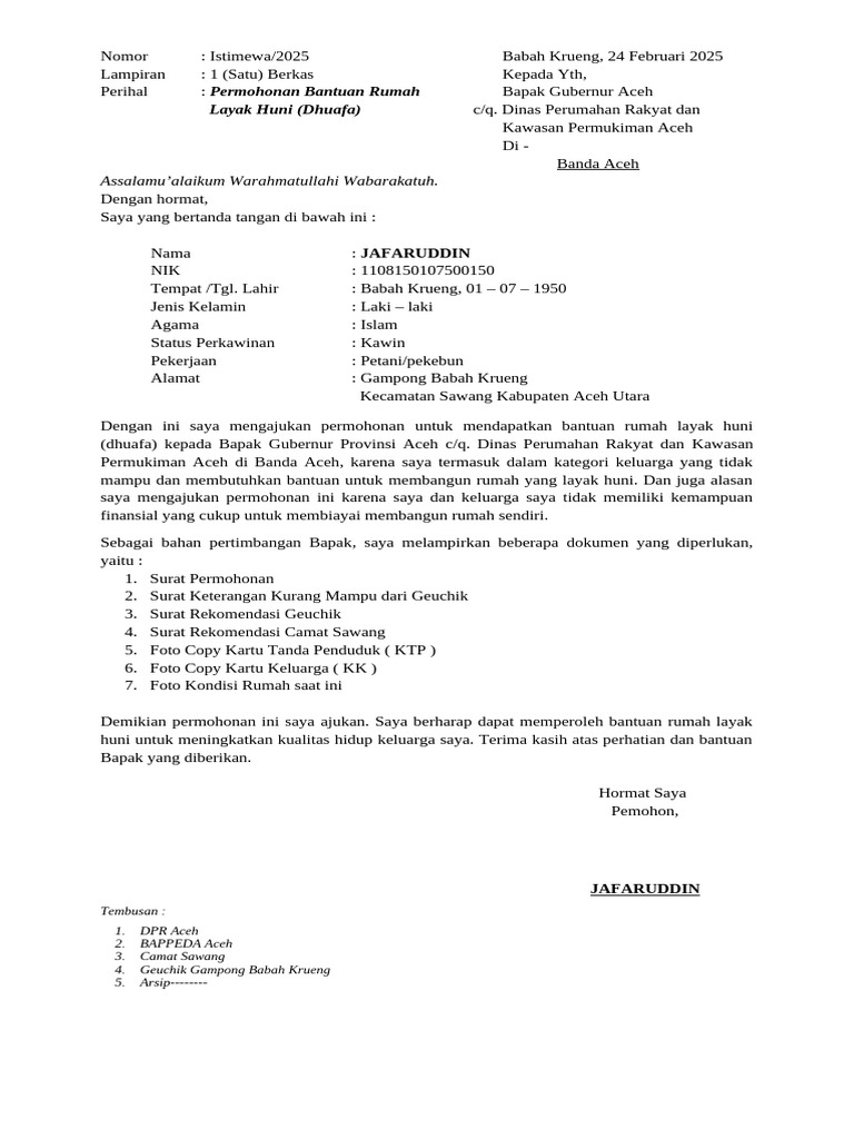 Proposal Rumah Layak Huni Nurdin | PDF