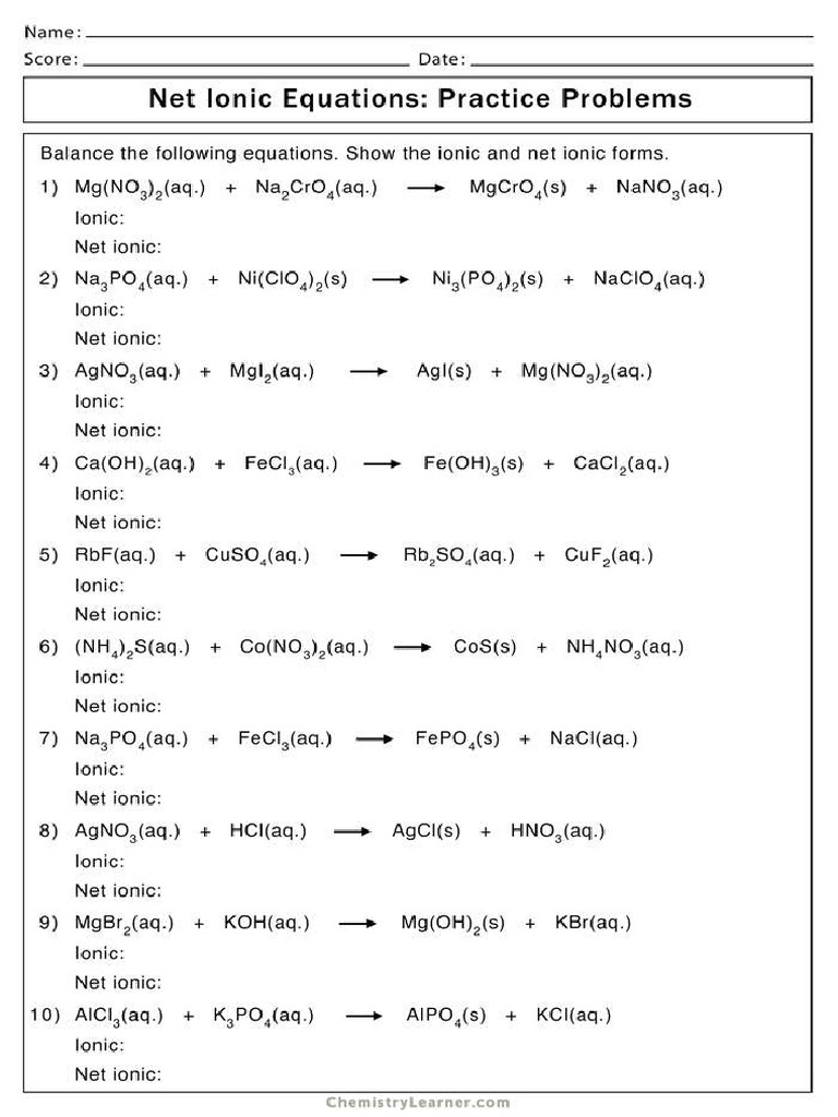 2 Net Ionic Equation Worksheet QP 2 | PDF