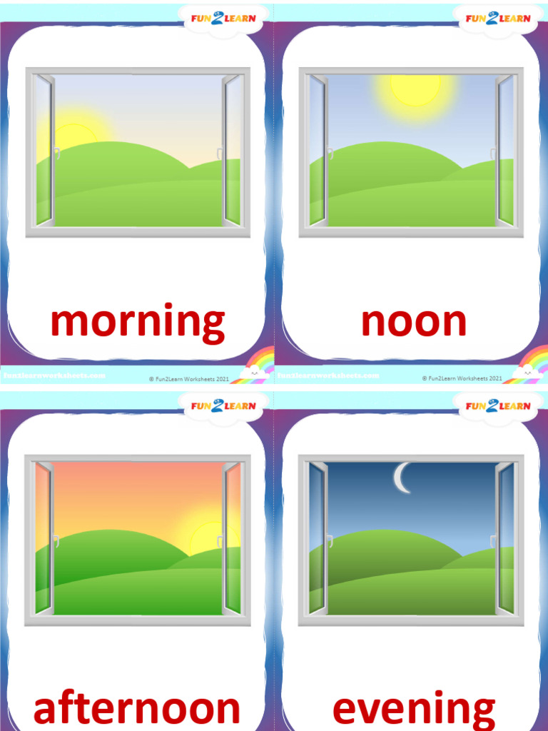 Flashcards Morning Noon Afternoon Evening Night f2l | PDF
