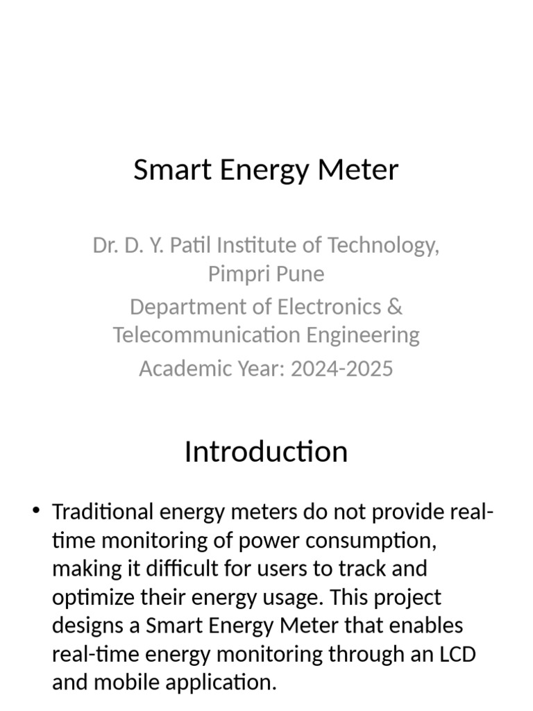Smart Energy Meter Presentation | PDF