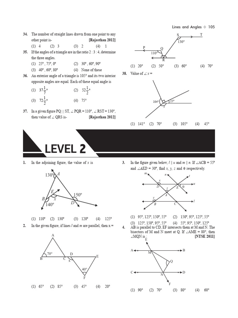 10 Lines and Angles Olympiad-4-5 | PDF | Angle | Triangle