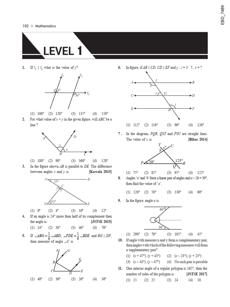 10 Lines and Angles Olympiad-1-2 | PDF | Angle | Classical Geometry