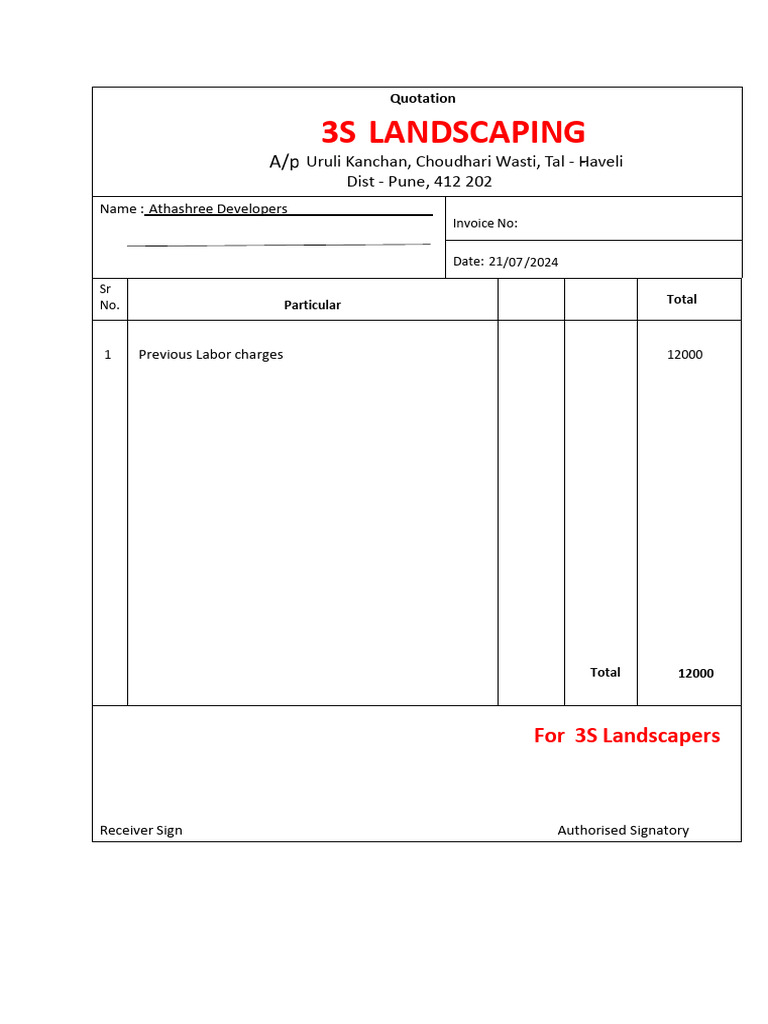 Athshree Developers Labor Bill | PDF