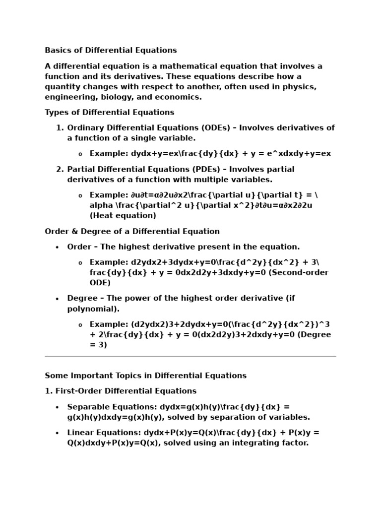 Differential Equation | PDF | Differential Equations | Equations