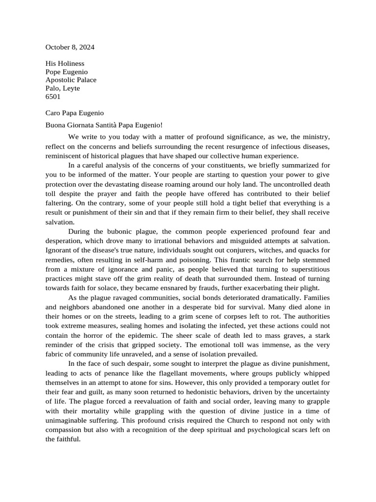 Guidance for Pope on Faith and Plague | PDF | Faith | Suffering