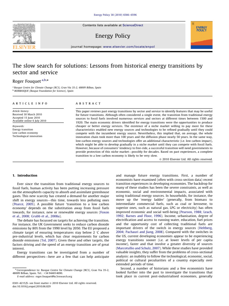 Historical Lessons on Energy Transitions | PDF | Energy Development ...