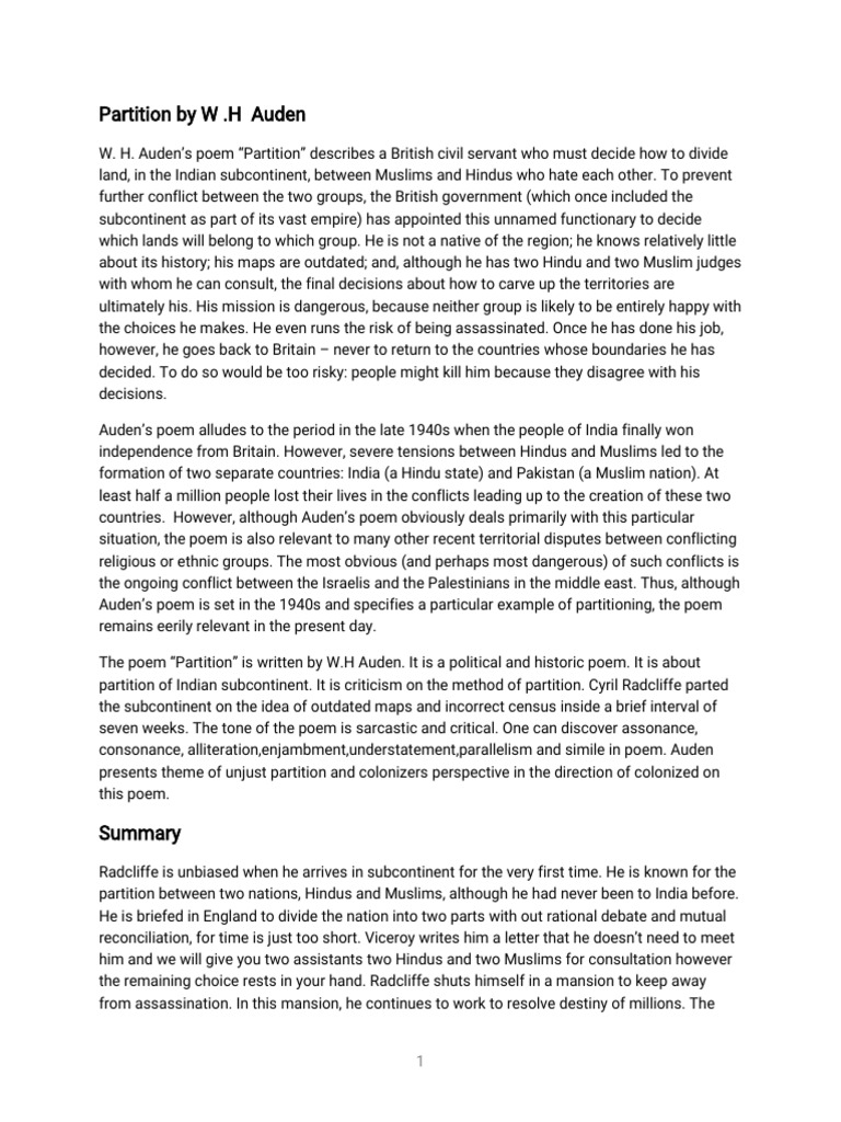 Partition by Auden | PDF