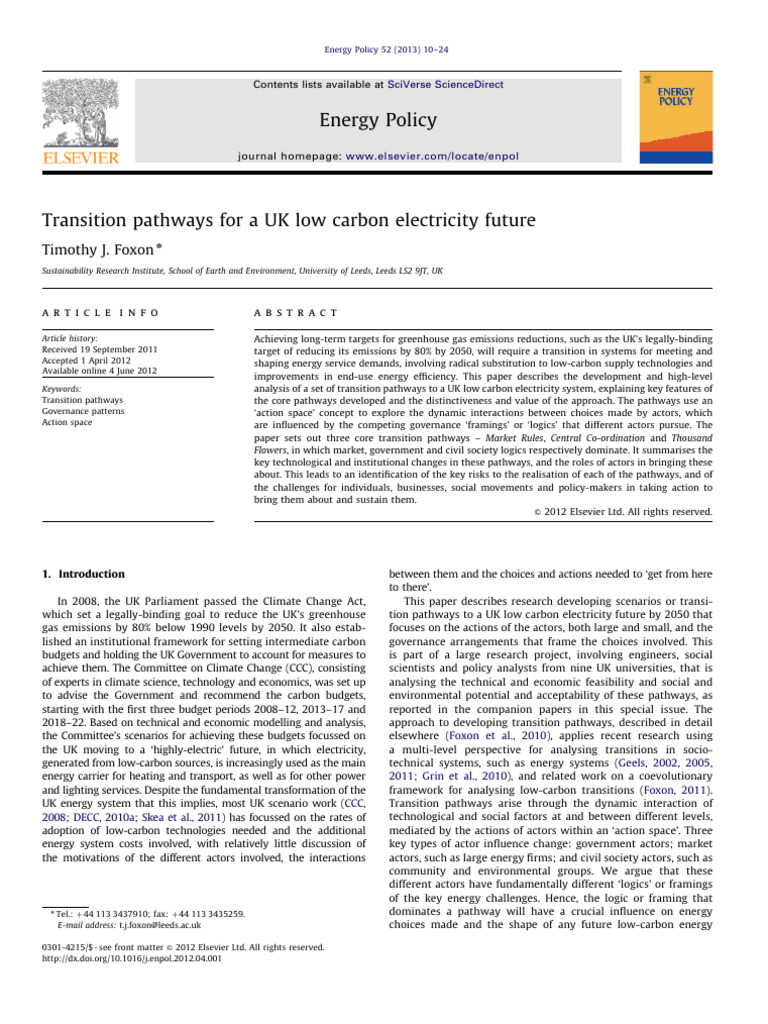 UK Low Carbon Electricity Transition Pathways | PDF | Natural Gas ...