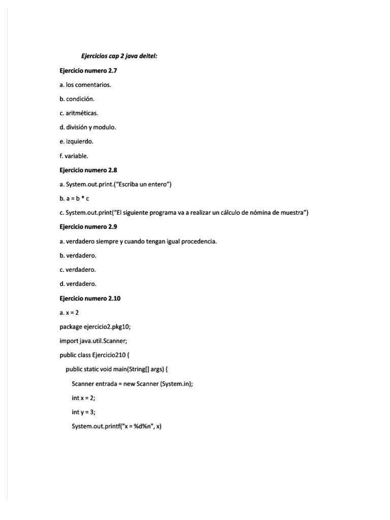 PDF Ejercicios Cap 2 Java Deitel Compress | PDF | Java (lenguaje de ...