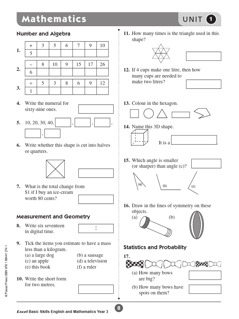 GRADE 3- NAPLAN | PDF | Shape | Area