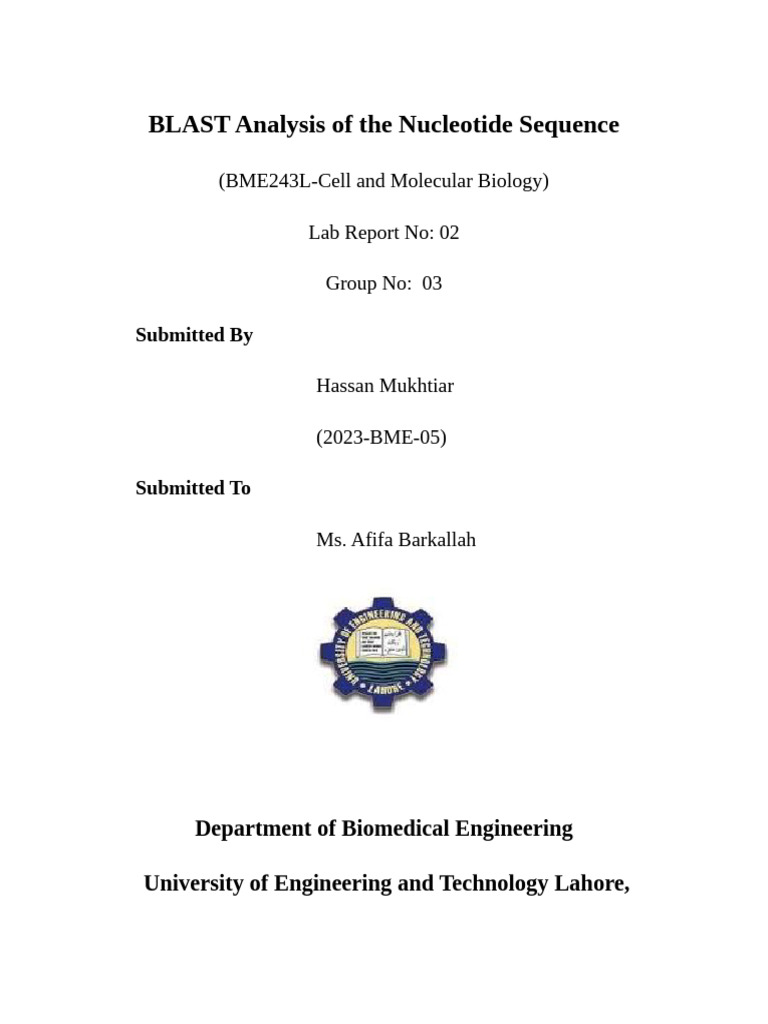 Blast Analysis Of The Nucleotide Sequence Pdf Sequence Alignment