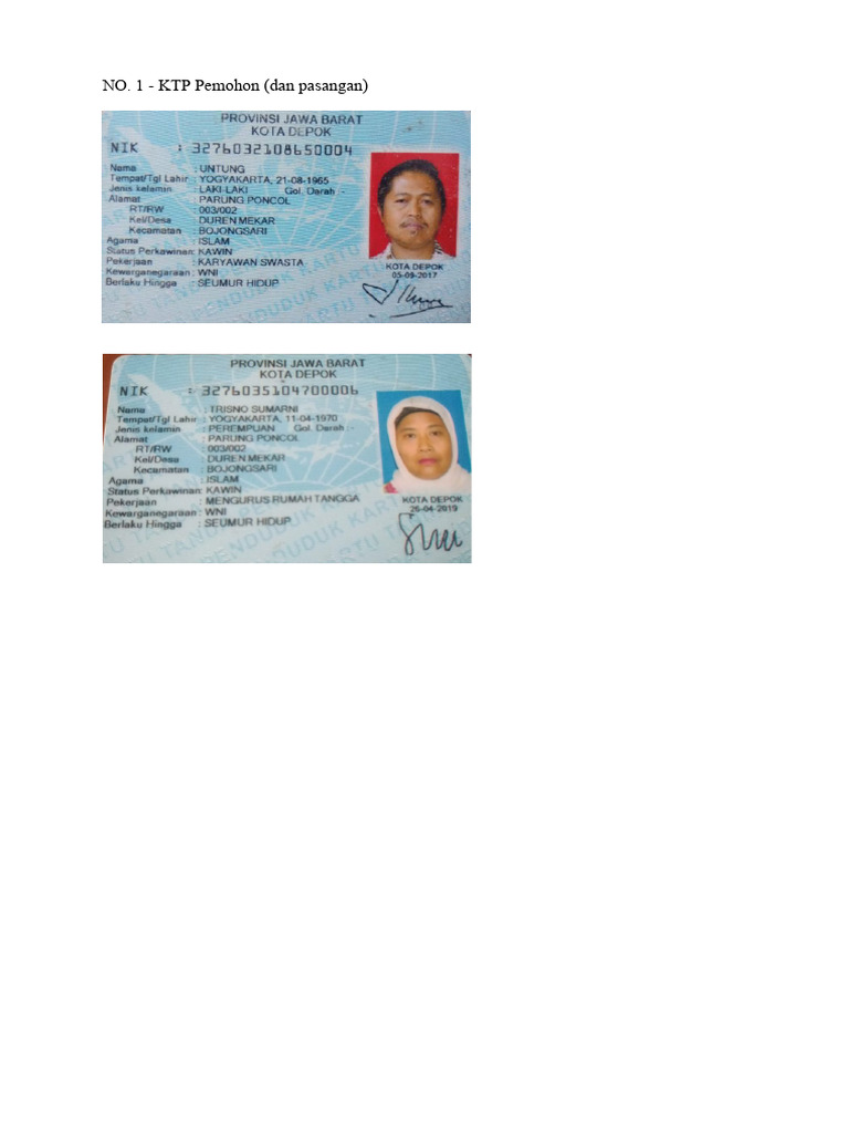 Data Pemohon Prof. Untung | PDF