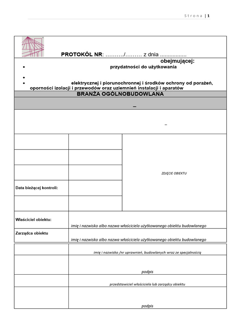 Wzor - Protokolu - Przegladu - 5 - Letniego Budowlanego | PDF