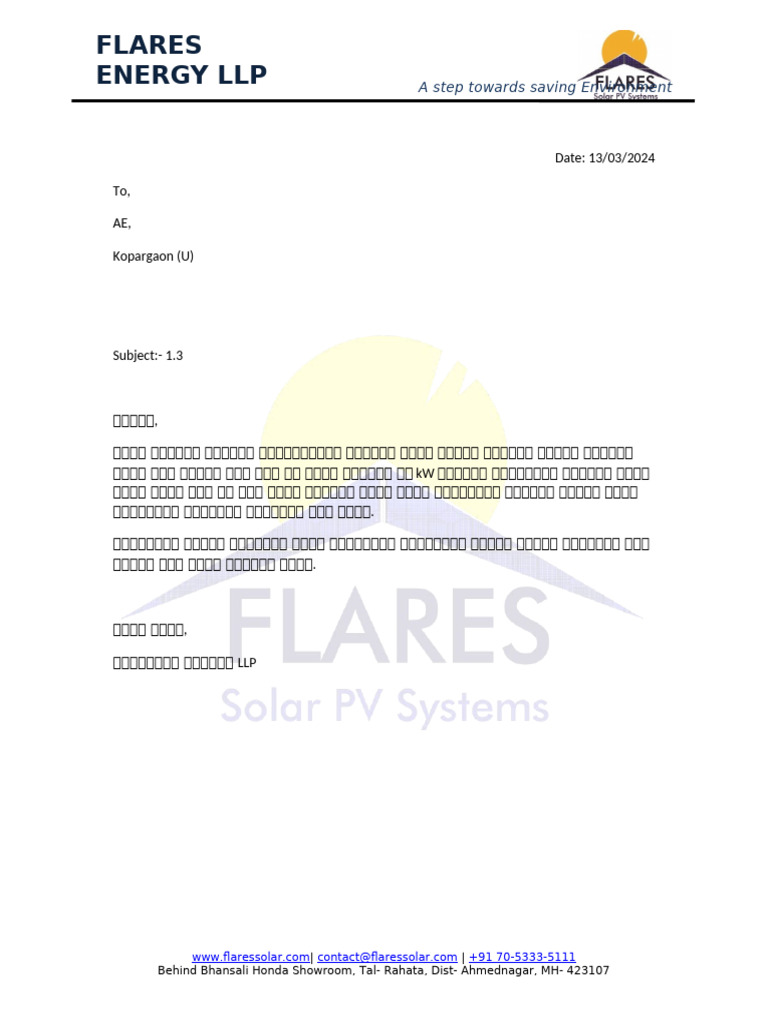 Letter Head Flares Energy LLP | PDF