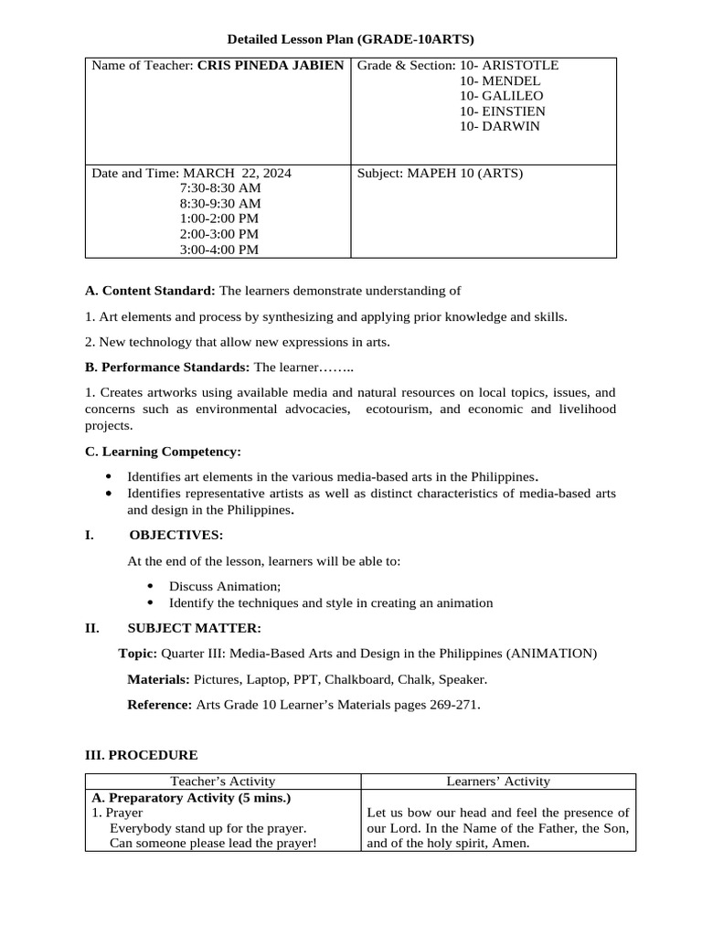 DLP (Animation) Resco MJ 3rdq | PDF | Animation | Computer Animation