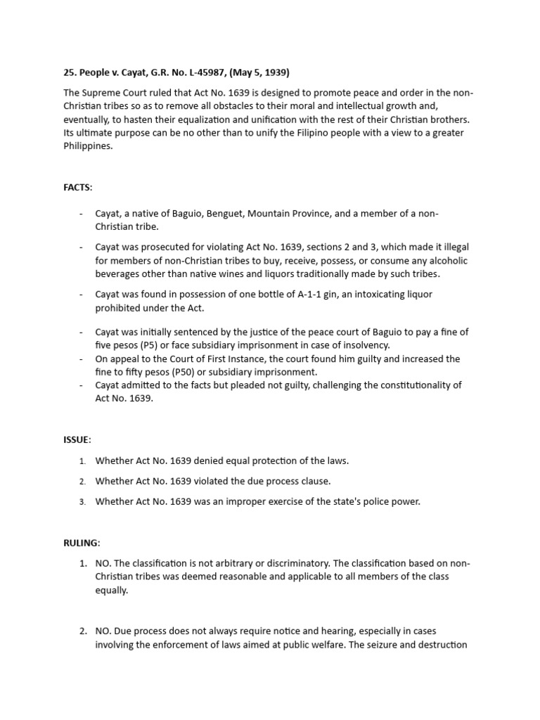 25. People v. Cayat, G.R. No. L-45987, (May 5, 1939) | PDF